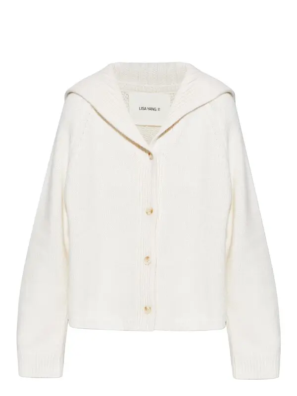 LISA YANG Mora Cashmere Cardigan With Sailor Collar - Cream