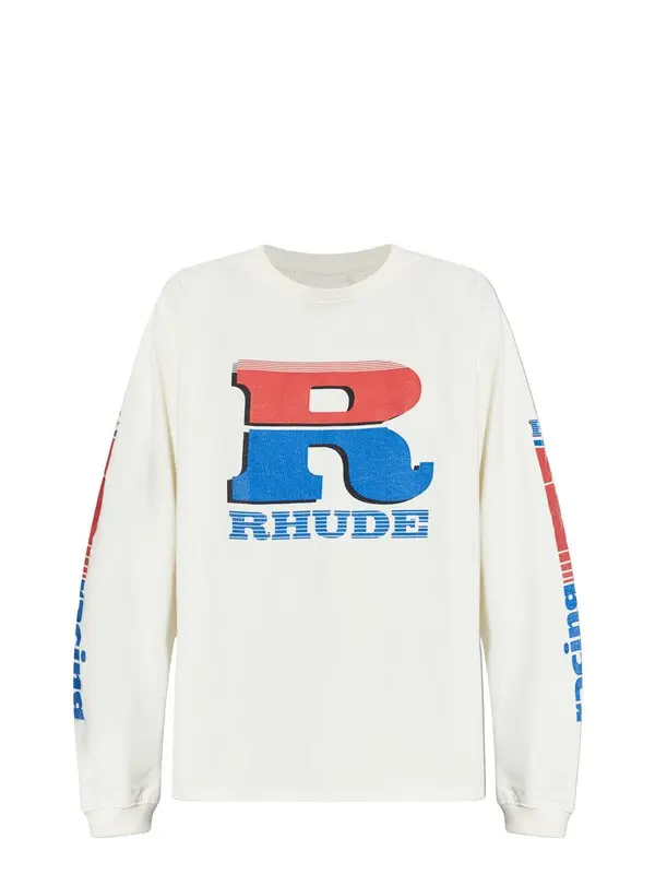 Rhude Printed Cotton Sweatshirt - Cream
