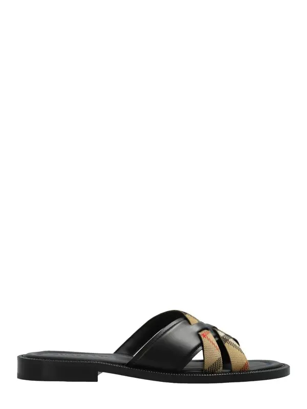 Burberry Leather Slides - Black