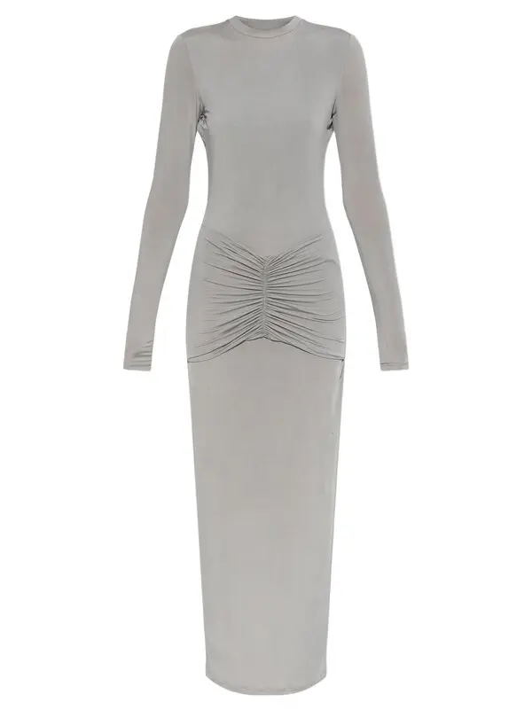 Balmain Backless Bodycon Dress With Gold Chain Detail - Grey