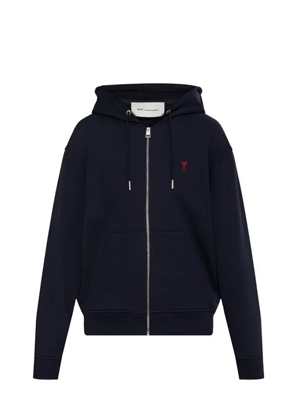Ami Sweatshirt With Embroidered Logo - Navy Blue