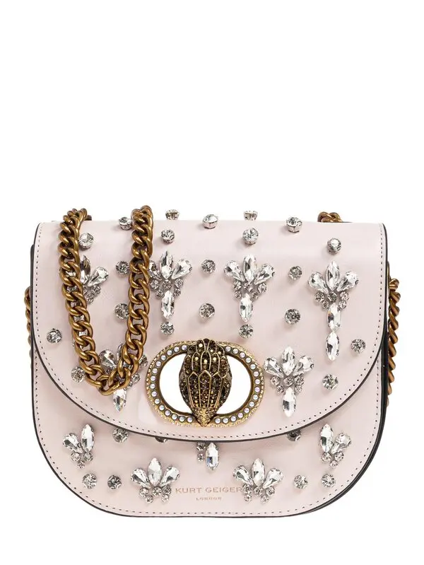 Kurt Geiger Chelsea Saddle Crystal Shoulder Bag - Pink