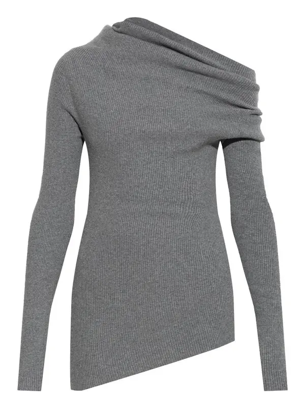 LISA YANG Agie Asymmetrical Knit Sweater - Grey