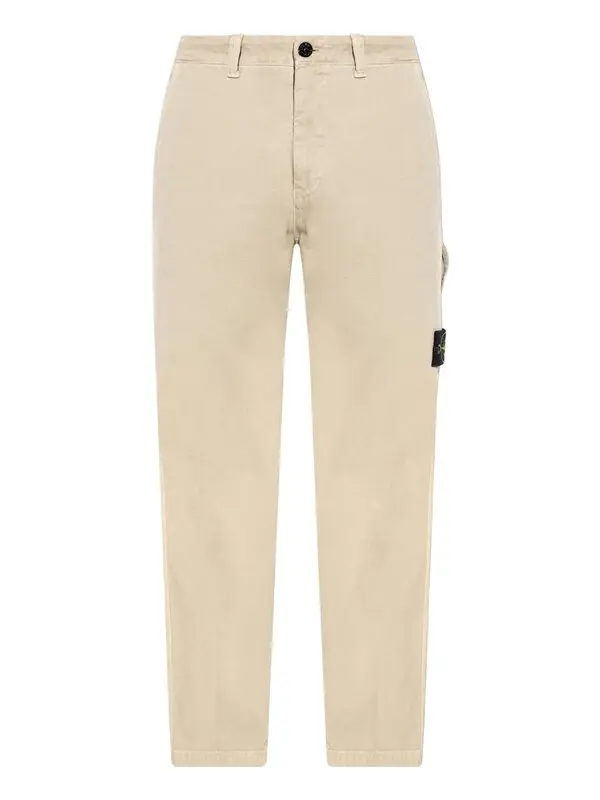 Stone Island Tapered-leg Canvas Cotton Trousers - Beige