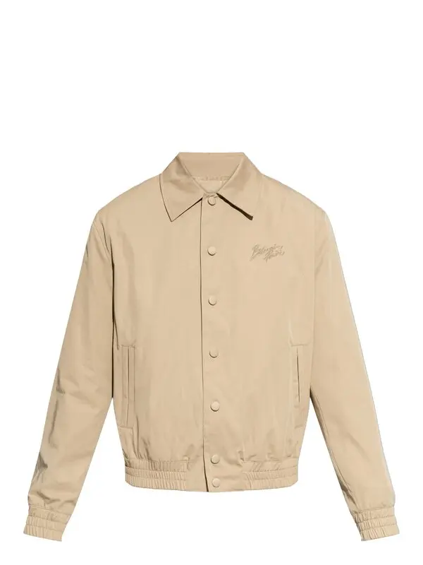 Balmain Embroidered Logo Cotton Coach Jacket - Beige