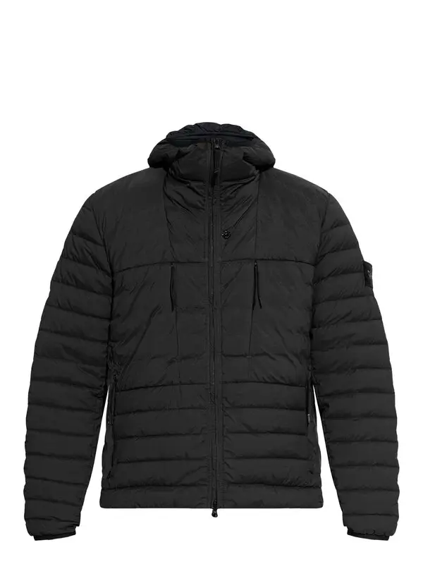 Stone Island Down Jacket With Hood - Navy Blue