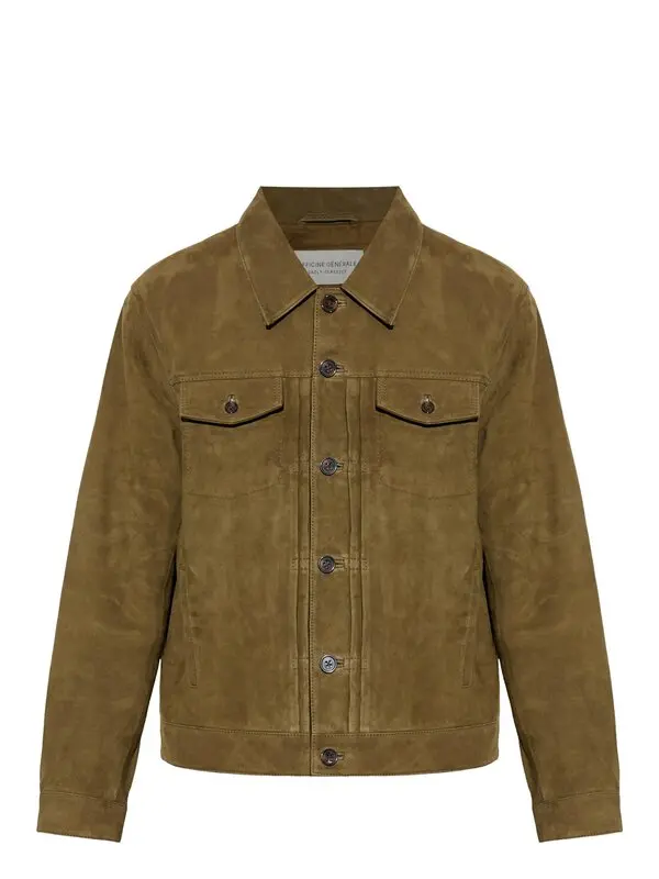 Officine Générale Liam Leather Jacket - Green