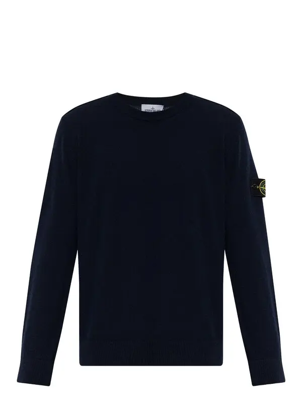 Stone Island Wool Crew Neck Sweater - Navy Blue