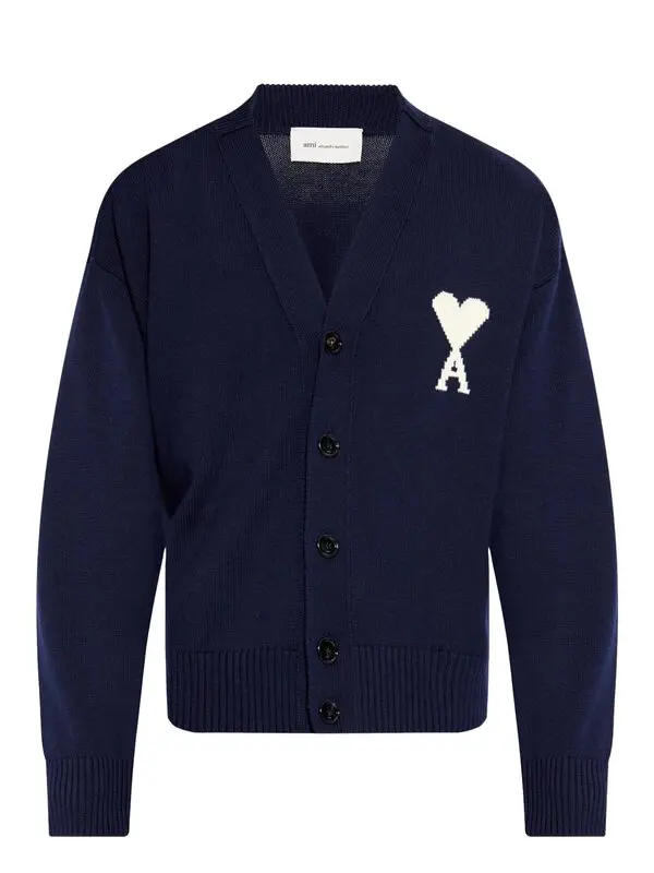 Ami Logo Cardigan - Navy Blue
