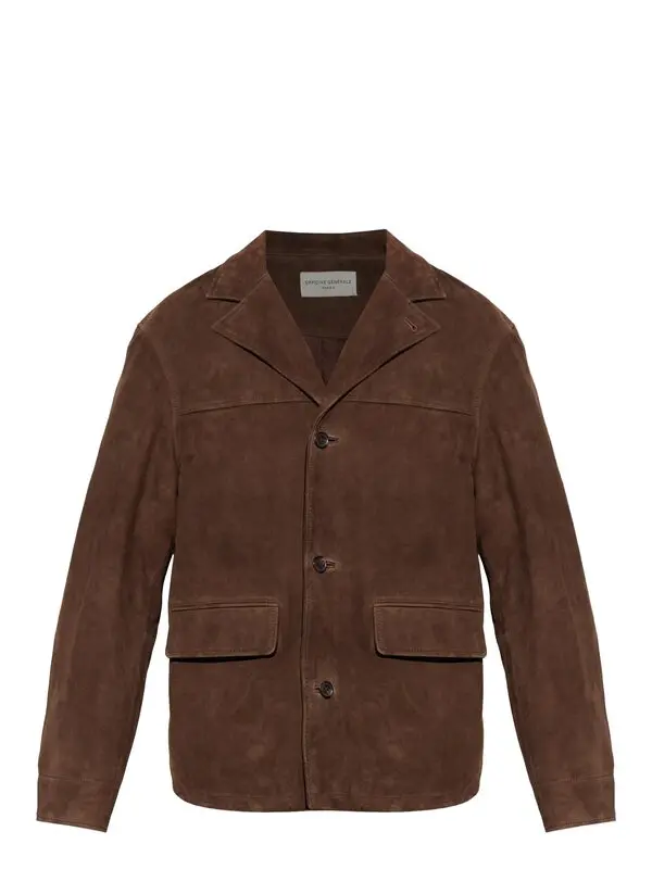 Officine Générale Erickson' Leather Overshirt Jacket - Brown