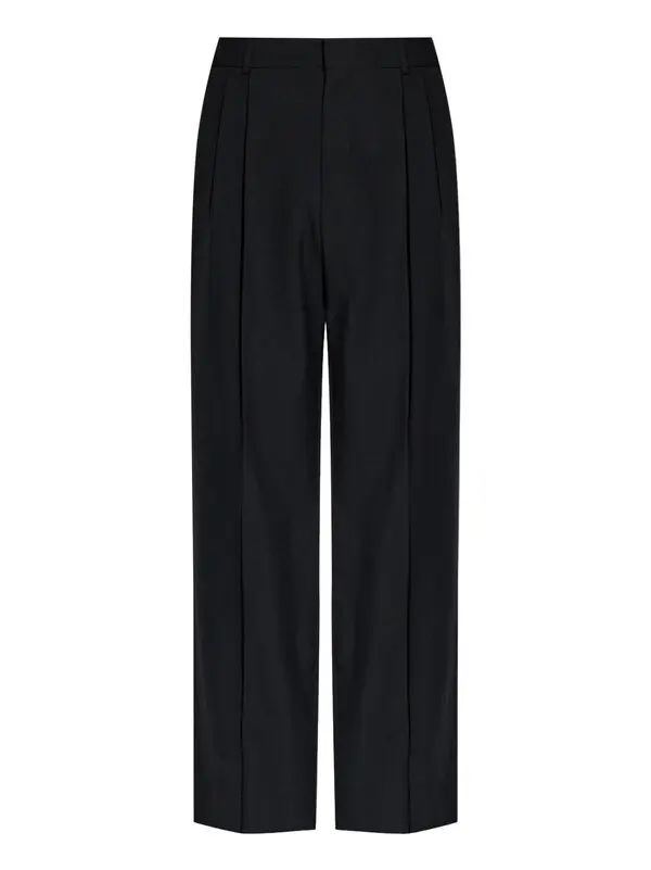 Balmain Virgin Wool Pleated Trousers With Crease - Black