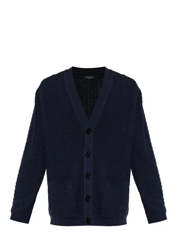 Balmain Monogram Cardigan - Navy Blue