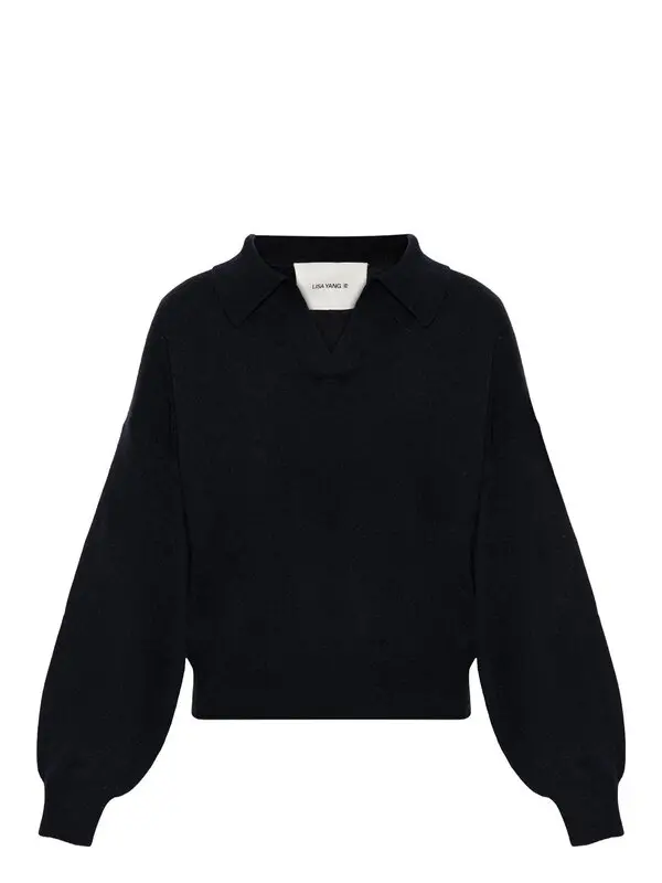 LISA YANG Katriel Cashmere Polo - Navy Blue