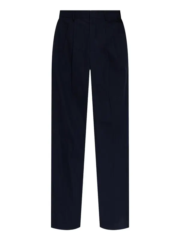 Balmain Pleated Wide-leg Trousers - Navy Blue