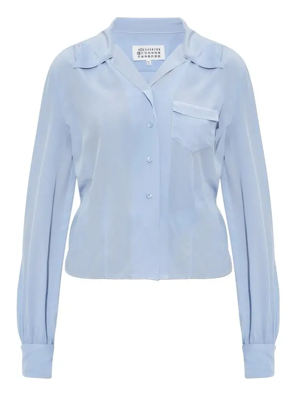 MAISON MARGIELA Silk Shirt With Pocket - Blue