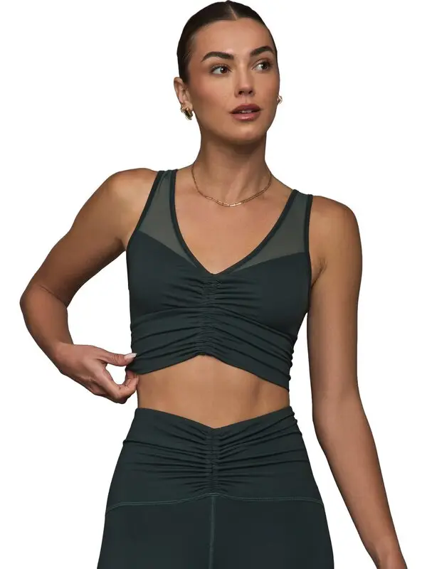 MICHI Palma Mesh Longline Top - Forest