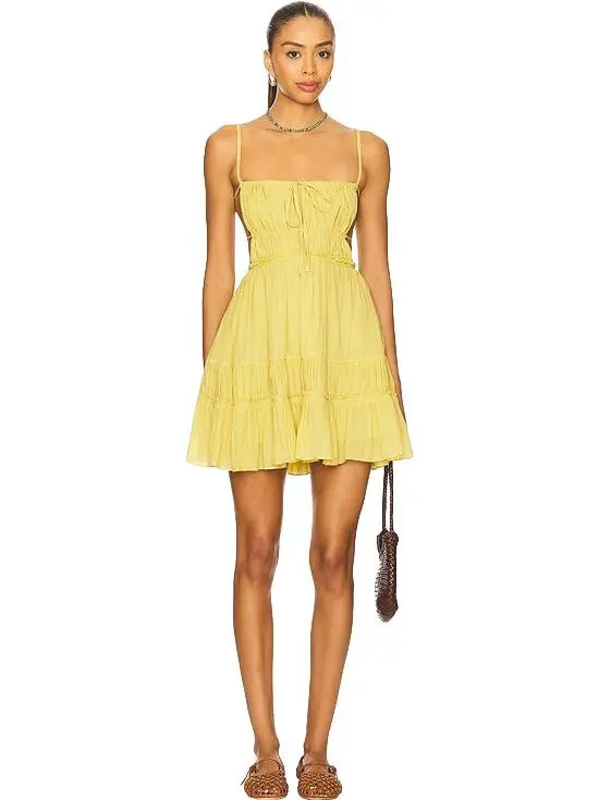 Free People Taking Sides Mini Dress - Mellow Yellow