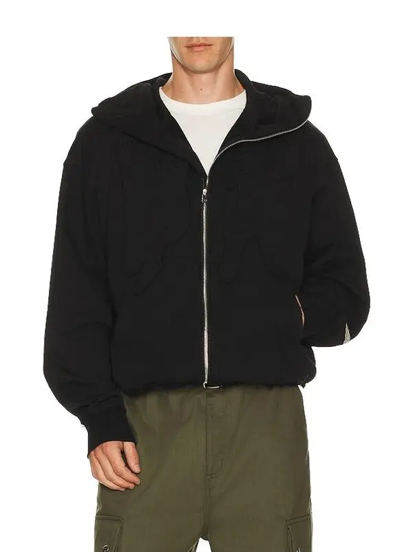 UPRISERS Full Zip Hoodie - Distressed Black