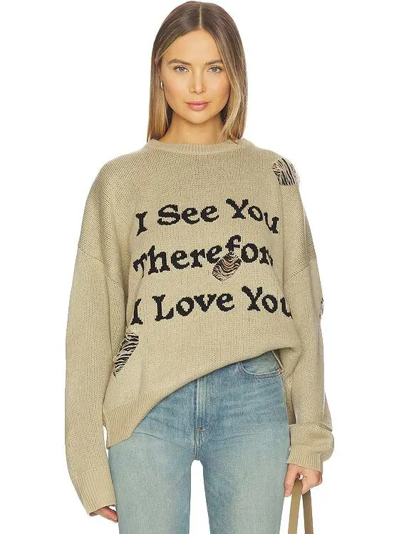 UPRISERS I See You Jacquard Sweater - Tan
