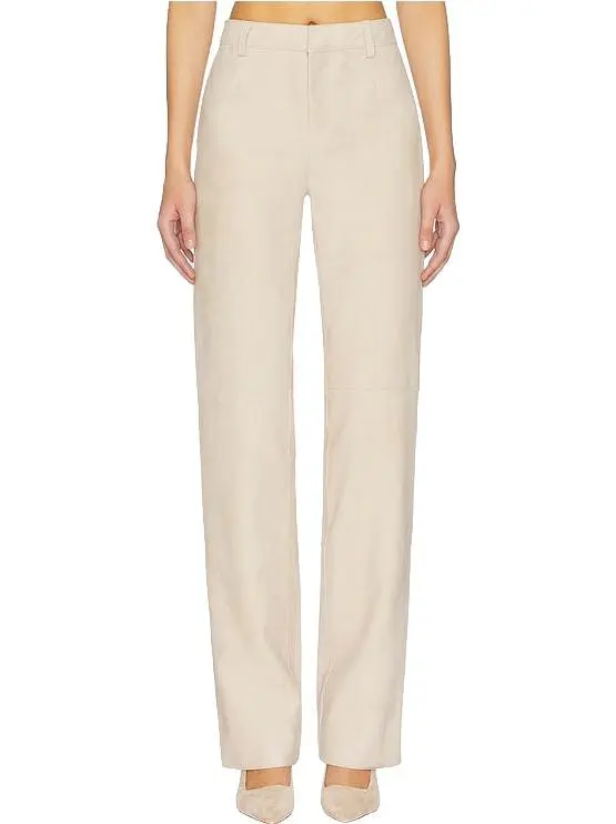 Retrofete Adelina Beige Leather Pants - Khaki