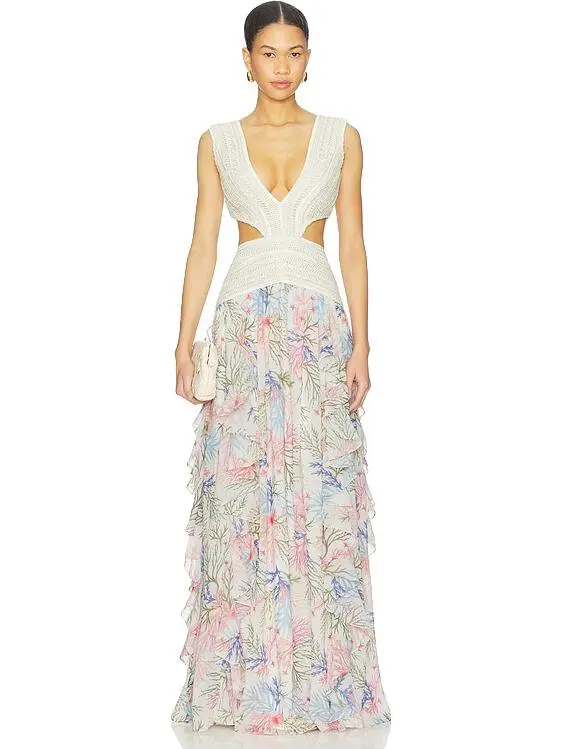PatBO Seaweed Trim Maxi Dress - Off White