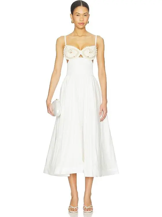 PatBO Seaweed Shell Embroidered Midi Dress - Off White
