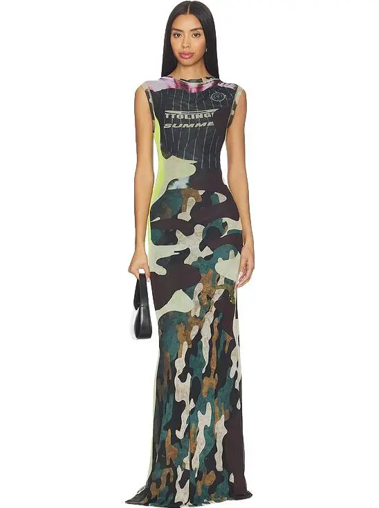 Ottolinger Mesh Maxi Gown - Print