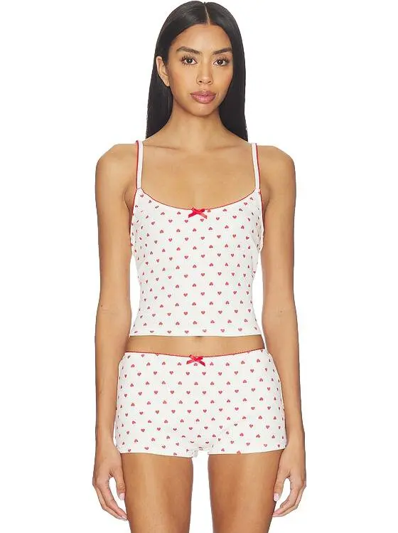 KAT THE LABEL Hugo Singlet Tank Top - Heart Print