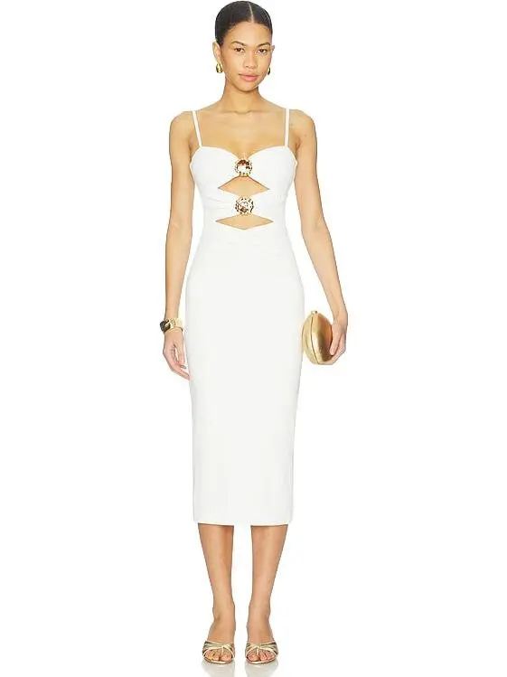 PatBO Jade Knit Cut Out Midi Dress - Off White
