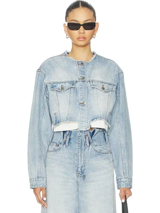 Ksubi Torn Off Crop Trucker Jacket - Denim