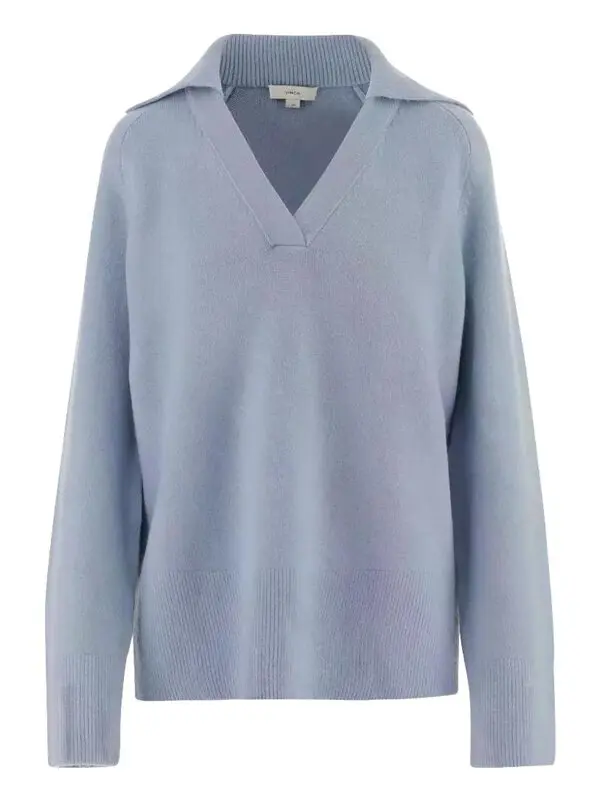 Vince Ribbed V-neck Sweater - Blue