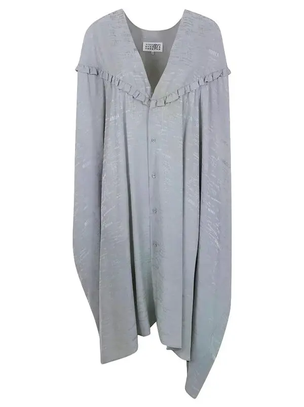MAISON MARGIELA Ruffled V-neck Dress - Grey