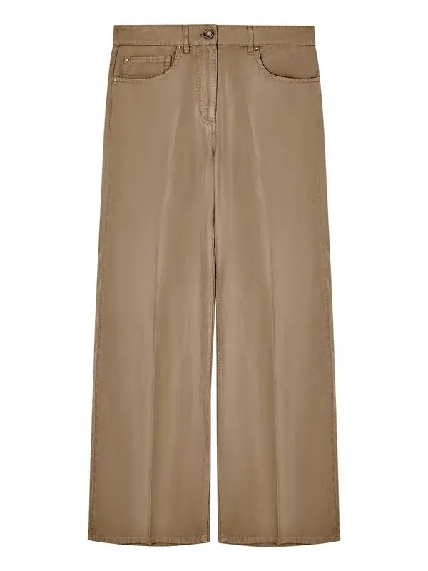 Giorgio Armani Cupro And Linen Trousers - Brown