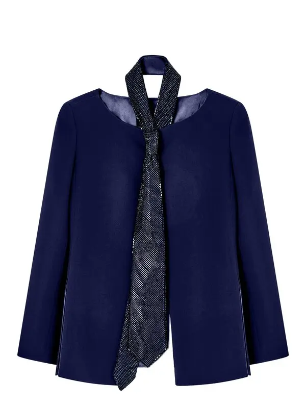 Giorgio Armani Silk Cady Jacket With Embroidered Tie - Patterned