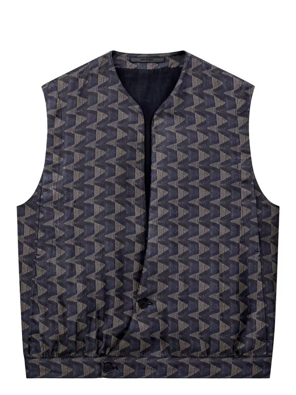 Giorgio Armani Single-breasted Cupro Canvas Waistcoat - Patterned