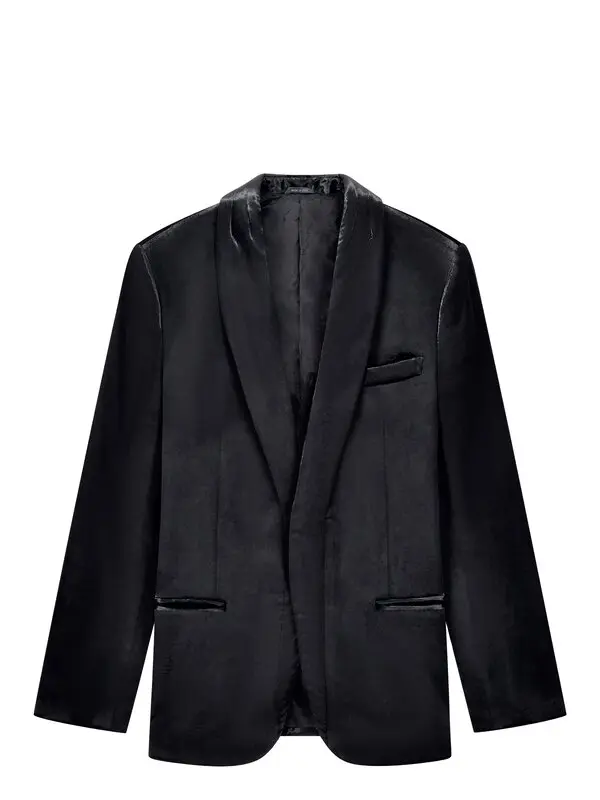 Giorgio Armani Single-breasted Velvet Jacket - Black