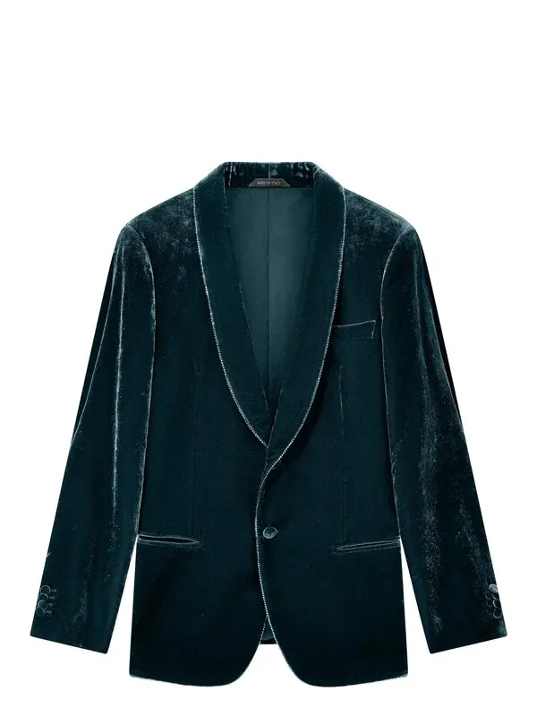 Giorgio Armani Single-breasted Velvet Jacket - Green