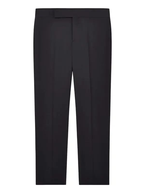 Giorgio Armani Flat-front Wool Crepe Trousers - Black