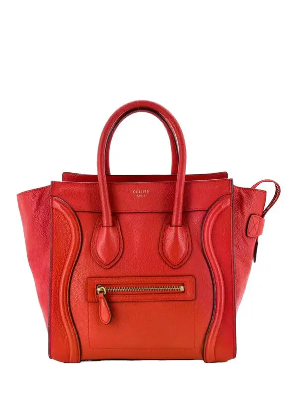 Celine Luggage Bag Smooth Leather Micro Tote Bag - Red