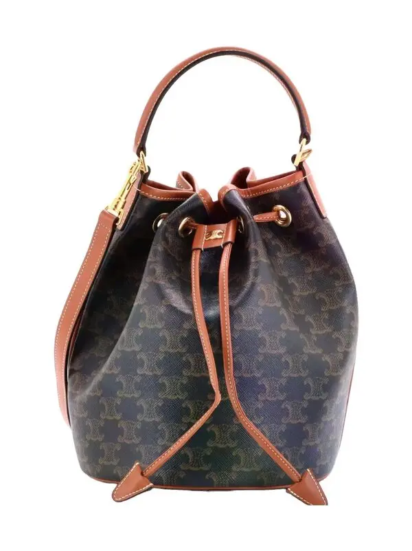Celine Clara Triomphe Coated Canvas Bucket Bag - Brown