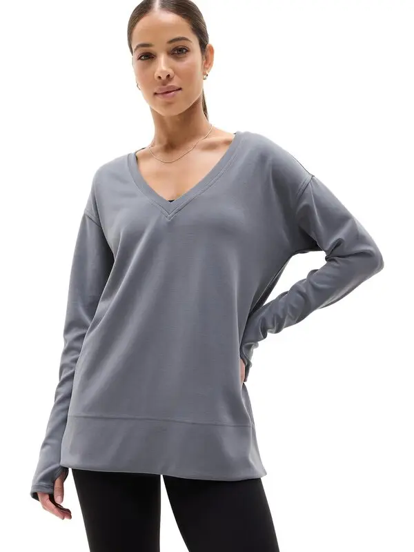 Athleta Relaxed Seasoft V-neck Sweatshirt - Slate