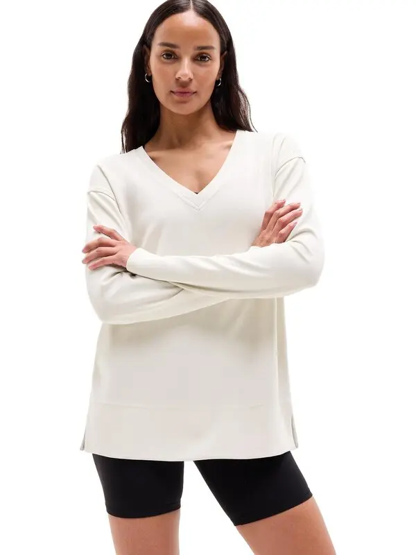 Athleta Seasoft V-neck Sweatshirt - Bone