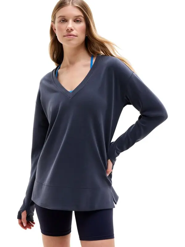 Athleta Seasoft V-neck Sweatshirt - Navy
