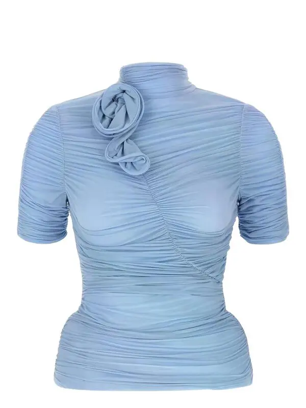 Magda Butrym Floral Curl Silk Top - Blue