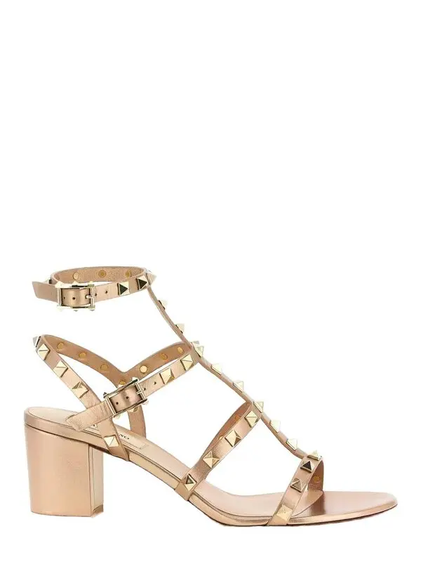 Valentino Garavani Rockstud Leather Block Heel Sandals - Pink