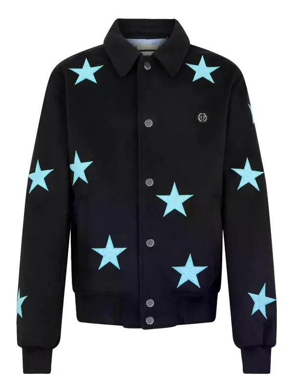 Philipp Plein Star-print Wool Shirt Jacket - Black