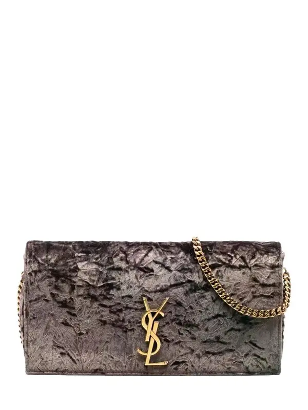 Saint Laurent 2022 Crushed Velvet Monogram Kate 99 Tassel Satchel - Brown