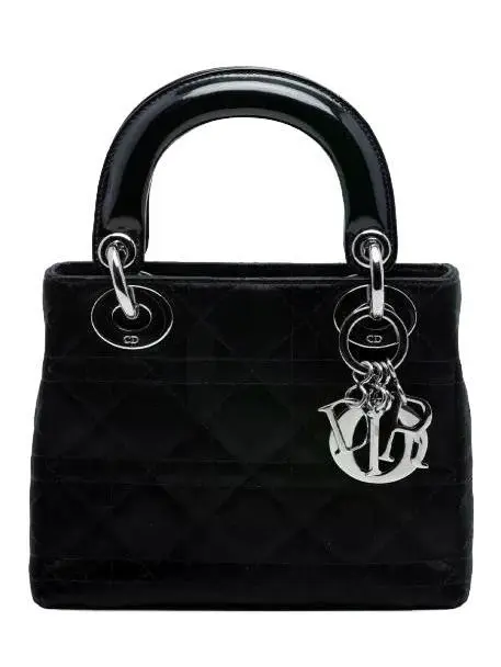 Dior 2003 Mini Satin Cannage Lady Satchel - Black