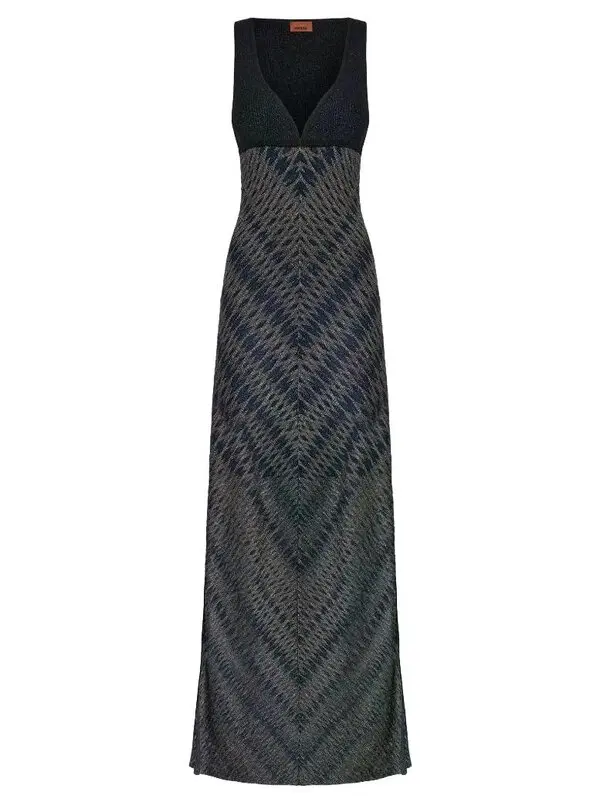 Missoni Diamond-patterned V-neck Maxi Dress - Blue
