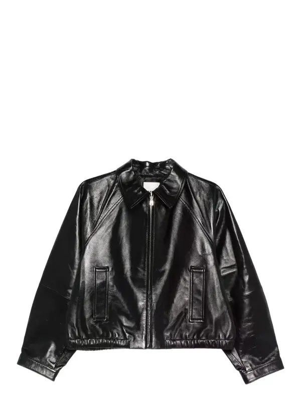 Sandro Leather Zip Jacket - Black